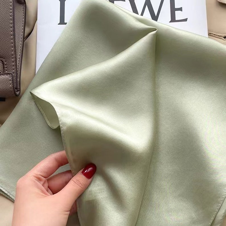 Pure Natural Silk Scarf Single Color Fashion Silk Neck Scarf Hair Head ...
