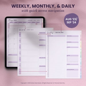 2023 2024 Pastel Mid Year Digital Planner Daily, Weekly, Monthly ...