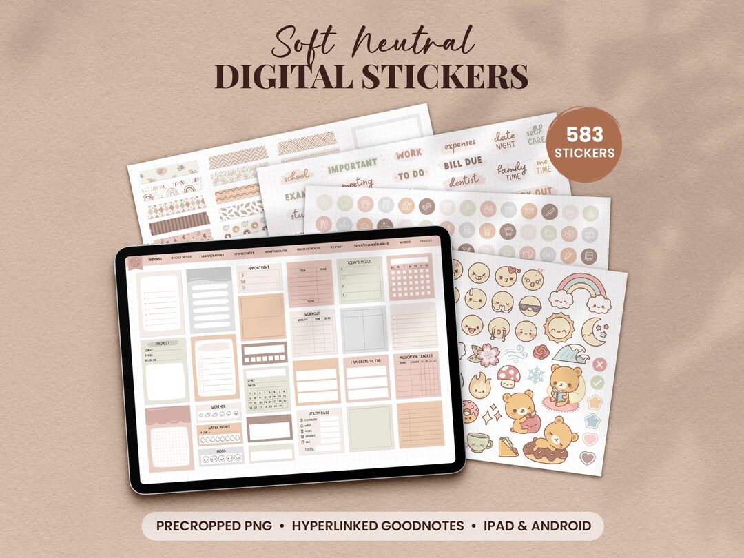 Soft Neutral Stickers for Digital Planner,planner Essentials,cute ...