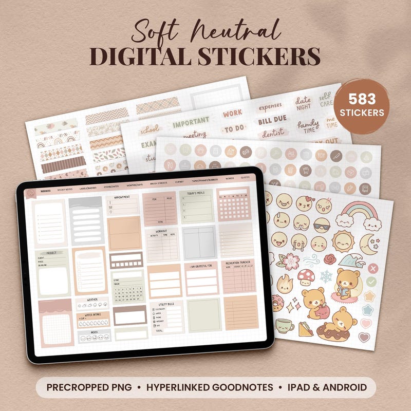 Neutral Stickers - Etsy