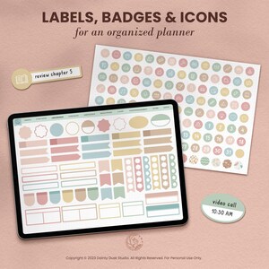 Soft Boho Stickers for Digital Planner, Planner Essentials, Kawaii Cute ...