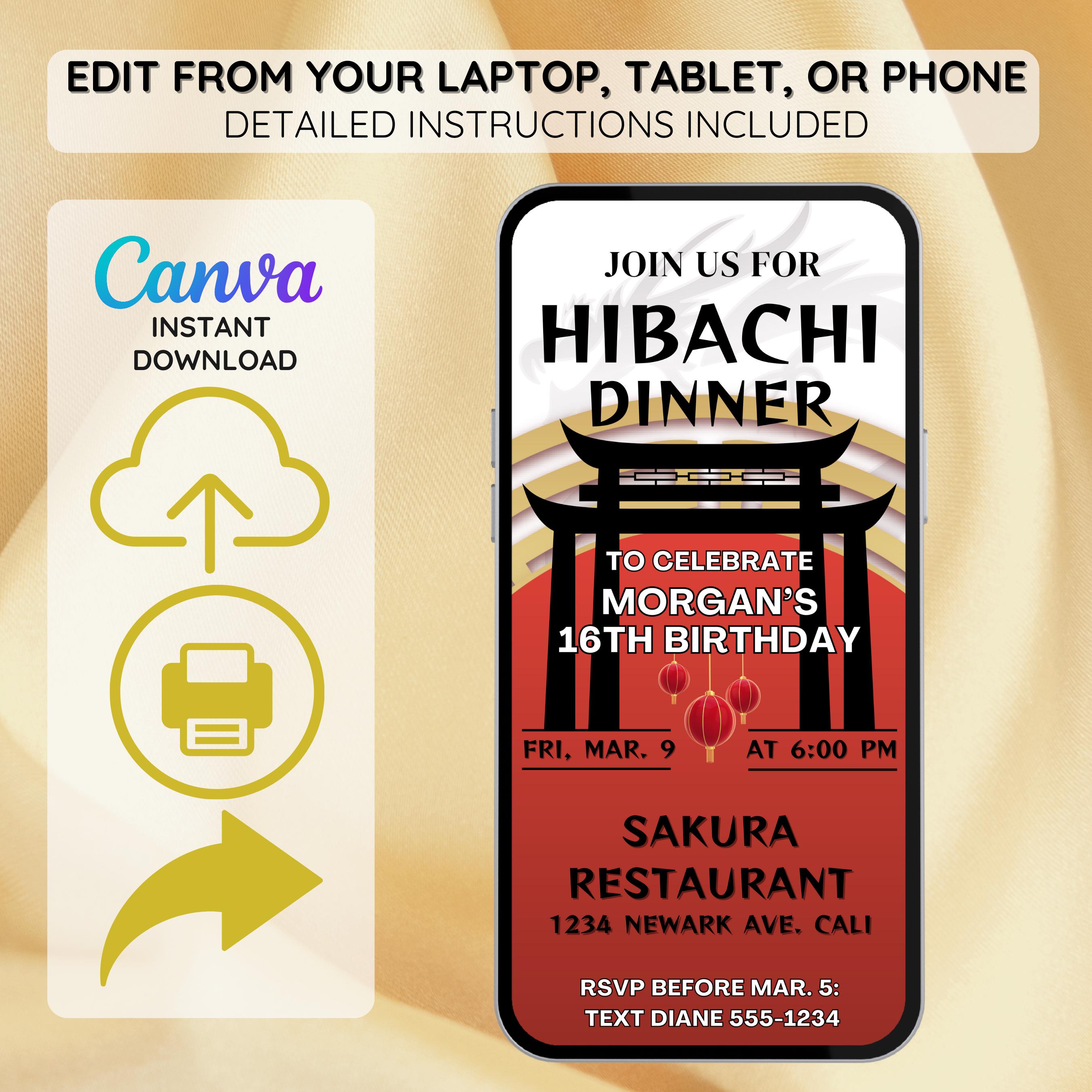 Hibachi Dinner Party Invitation, Hibachi Night Invite, Dinner Party ...