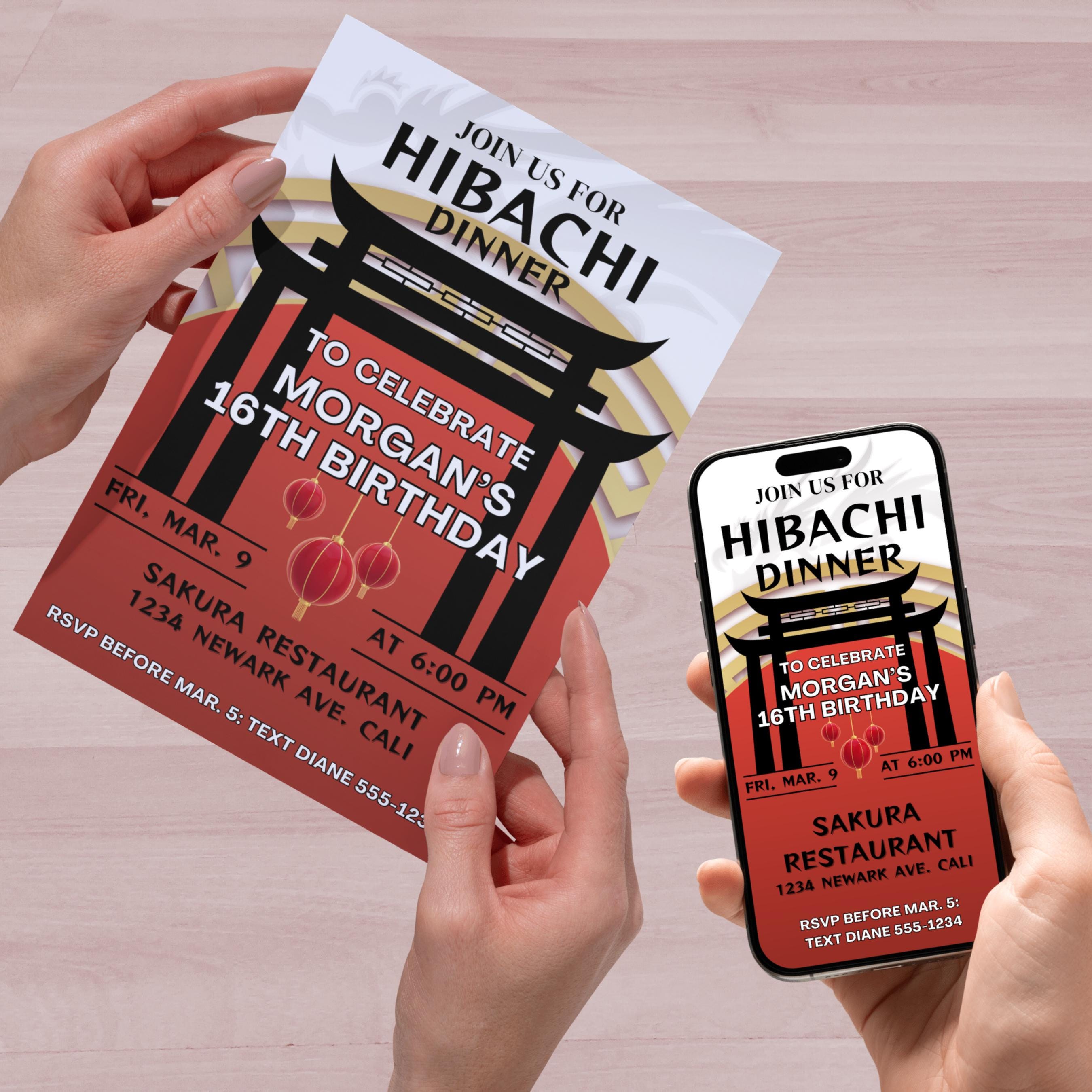 Editable Hibachi Birthday Dinner Invitation, Hibachi Party Invite ...