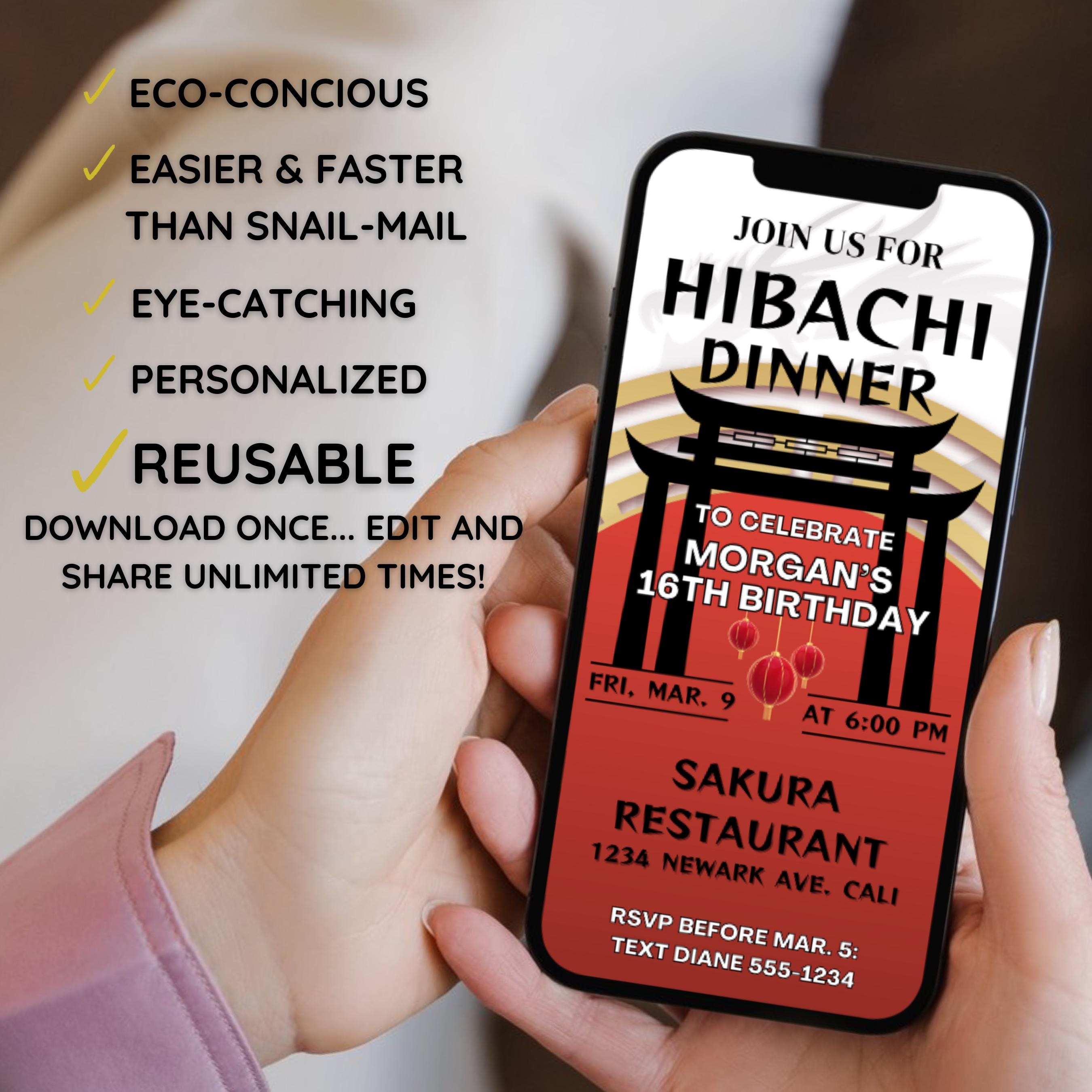Hibachi Dinner Party Invitation, Hibachi Night Invite, Dinner Party ...