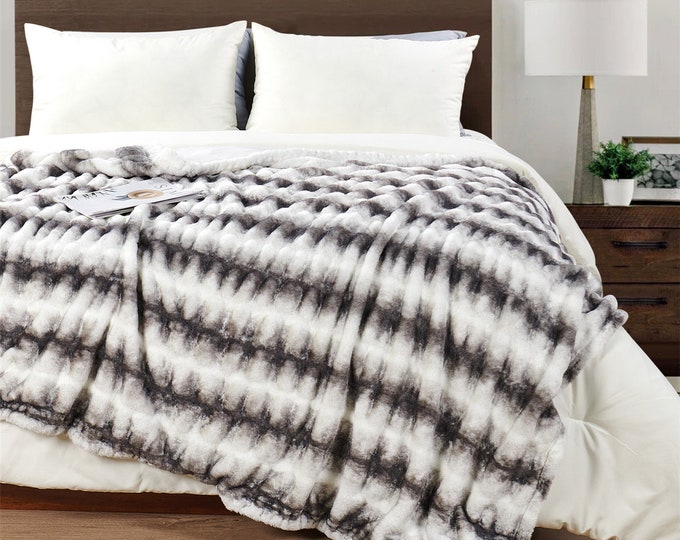 Ruched Luxurious Ultra-soft Faux Fur Micromink Throw Blanket, 60 X 70 ...