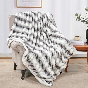 Ruched Luxurious Ultra-soft Faux Fur Micromink Throw Blanket, 60 X 70 ...