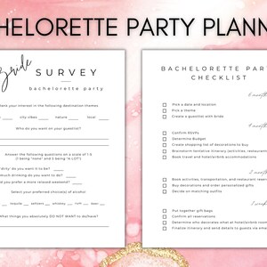 Bachelorette Party Planner, Checklist, Budget, Bride Survey (printable ...
