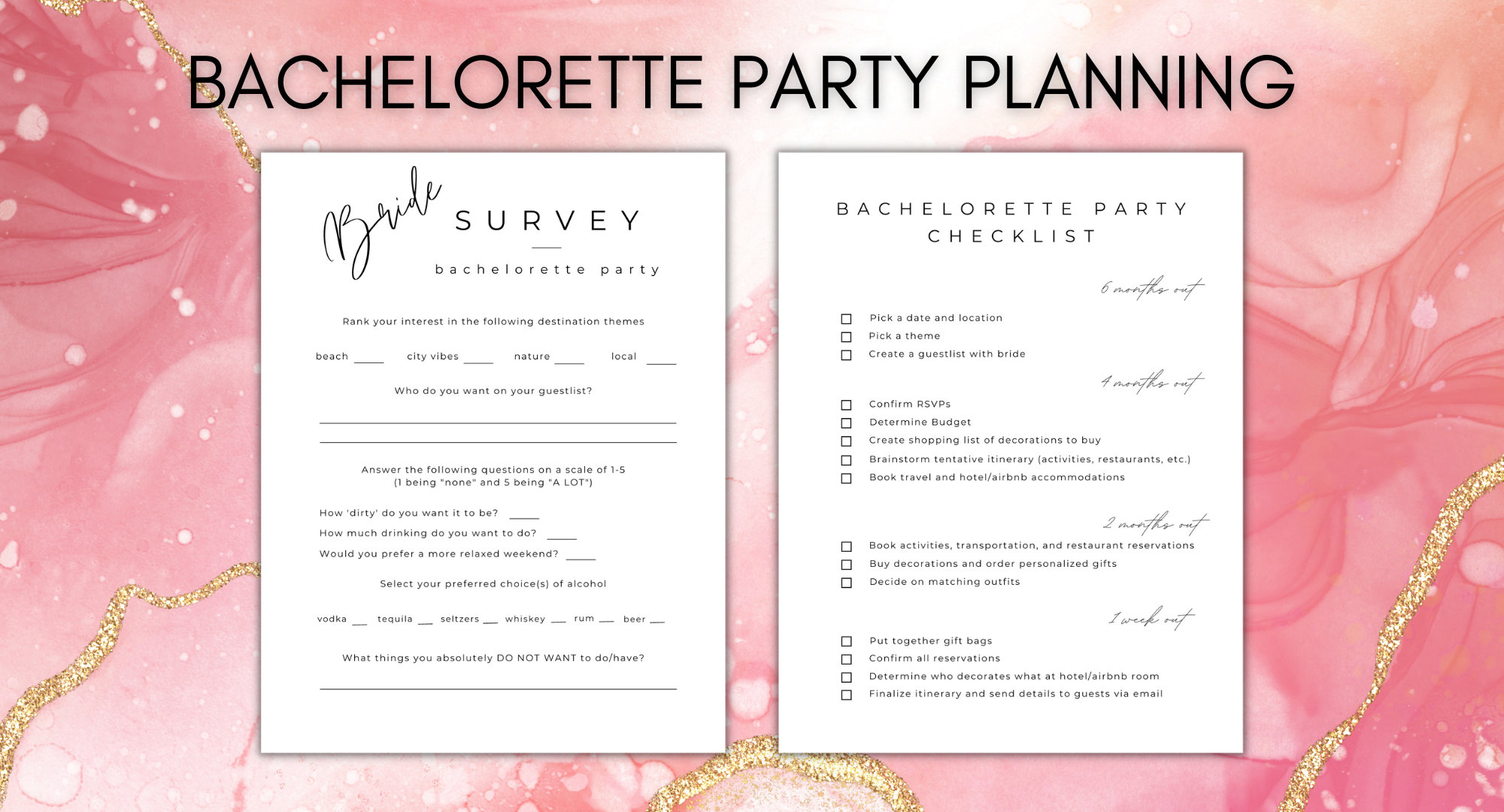 Bachelorette Minimalist Party Planner, Printable Instant Download ...