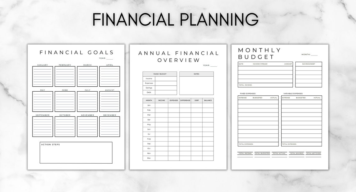 Minimalist Financial Planner Bundle Printable Financial - Etsy