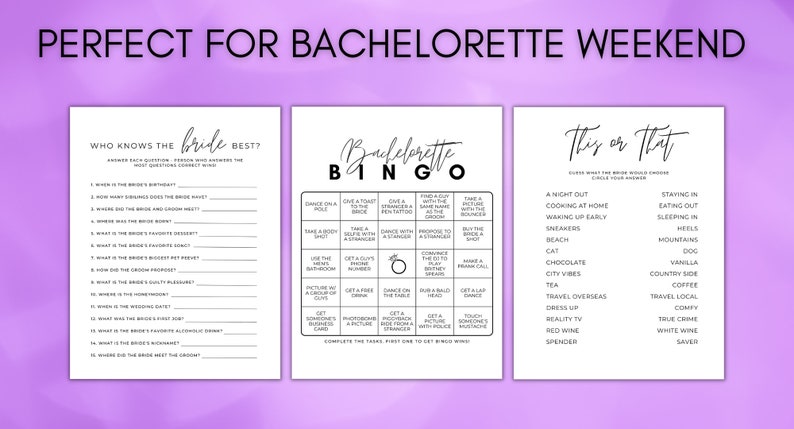 Bachelorette Party Games Bundle, Interactive, Fun (printable PDF) - Etsy