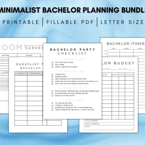Bachelor Party Planner, Minimalist Bundle, Printable Instant Download ...