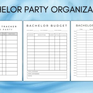 Bachelor Party Planner, Minimalist Bundle, Printable Instant Download ...