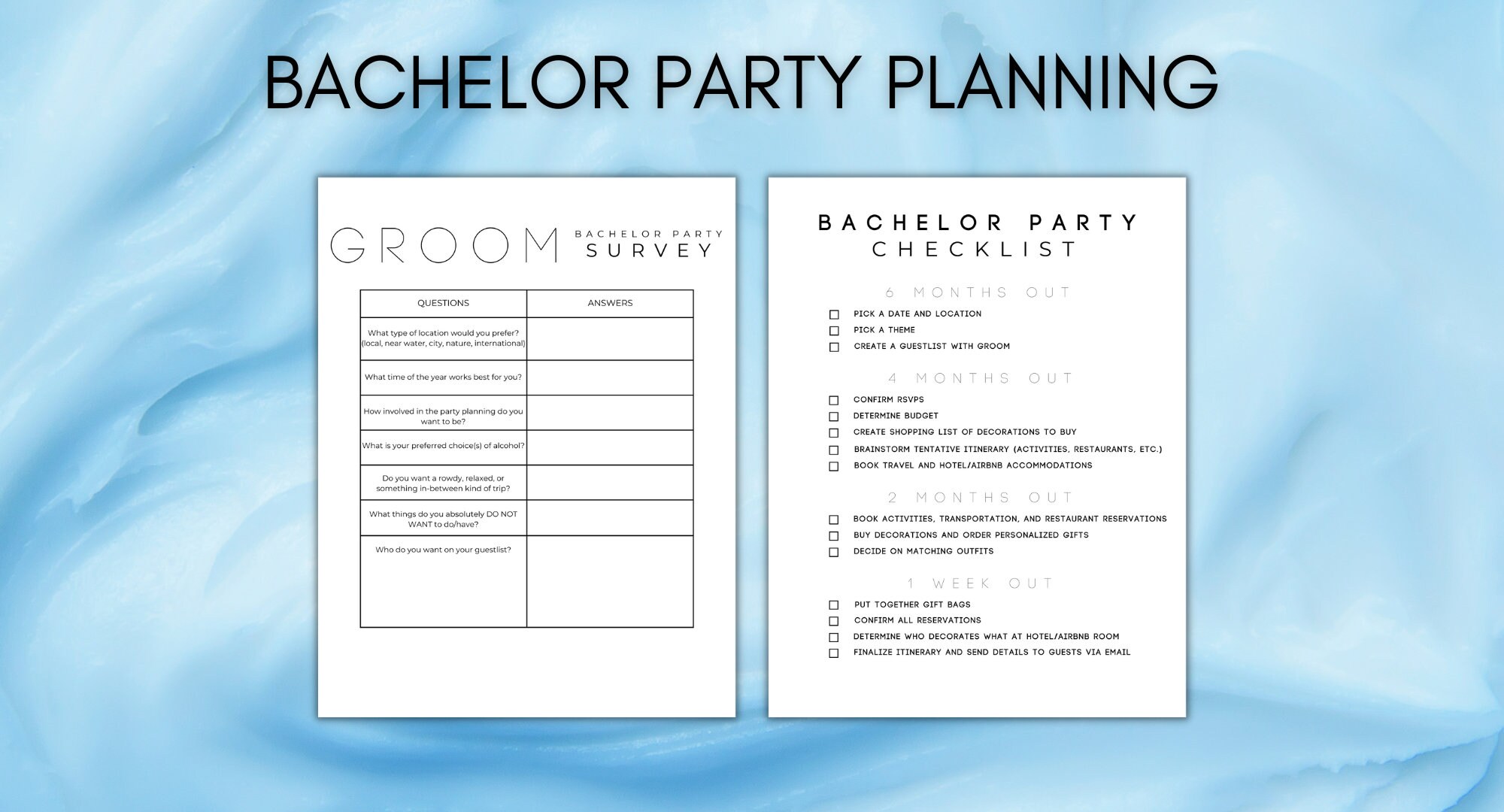 Bachelor Party Planner, Minimalist Bundle, Printable Instant Download ...