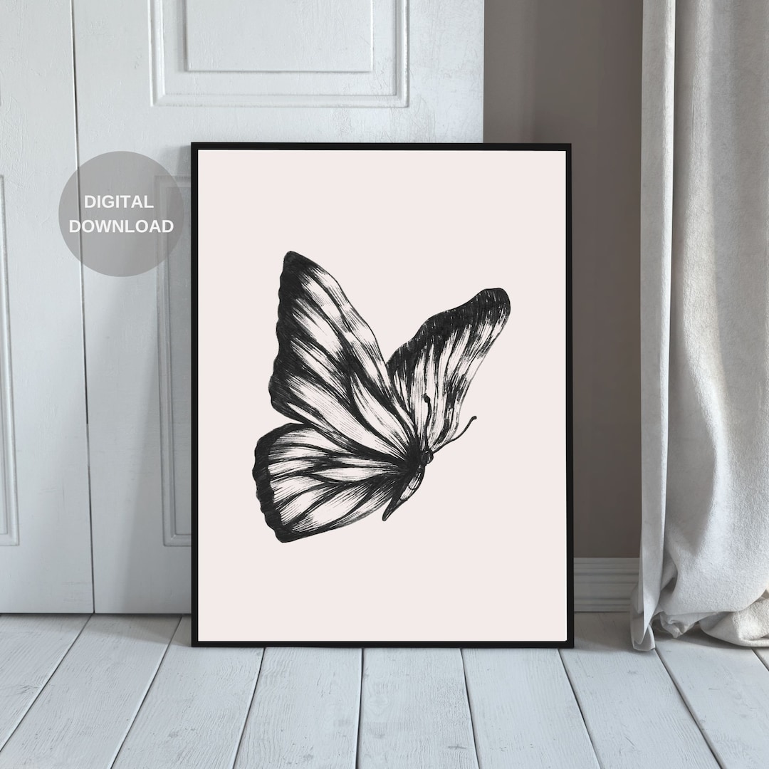 Vintage Butterfly Print, Printable Wall Art, Vintage Art, Digital ...