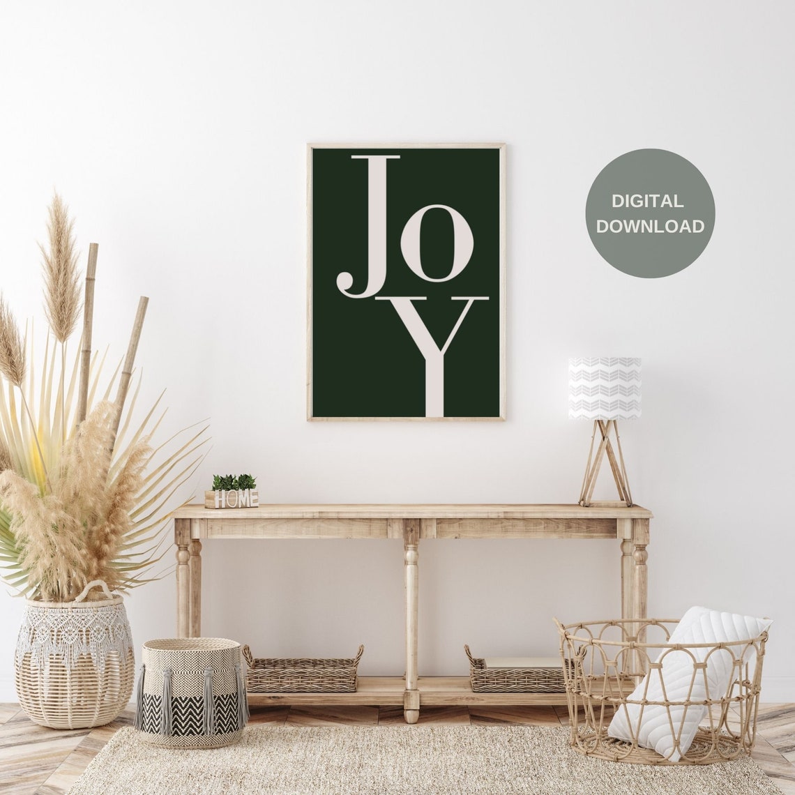 JOY Christmas Printable Art, Christmas Wall Decor, Green Christmas ...