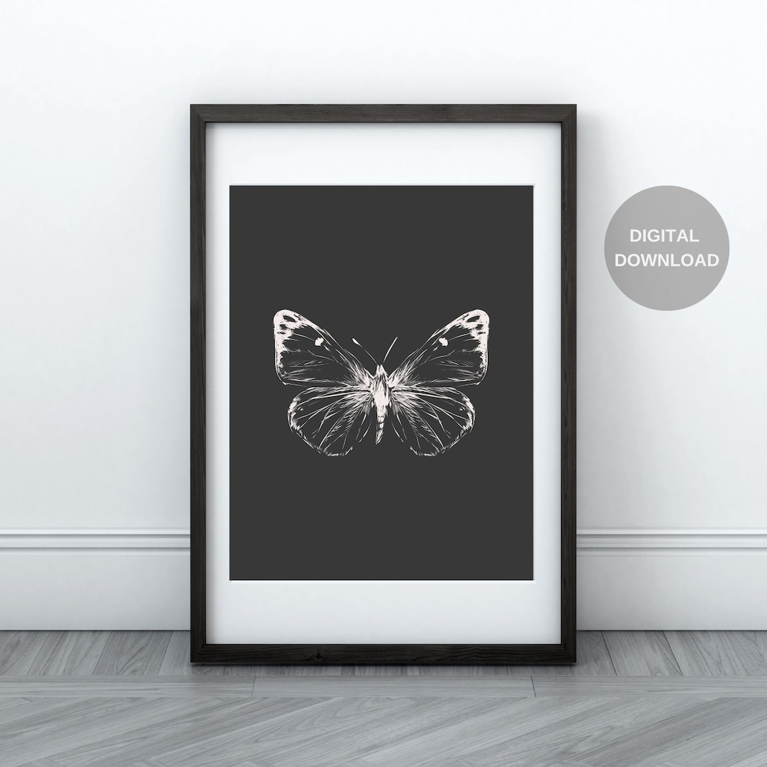 Vintage Butterfly Print, Printable Wall Art, Vintage Art, Digital ...