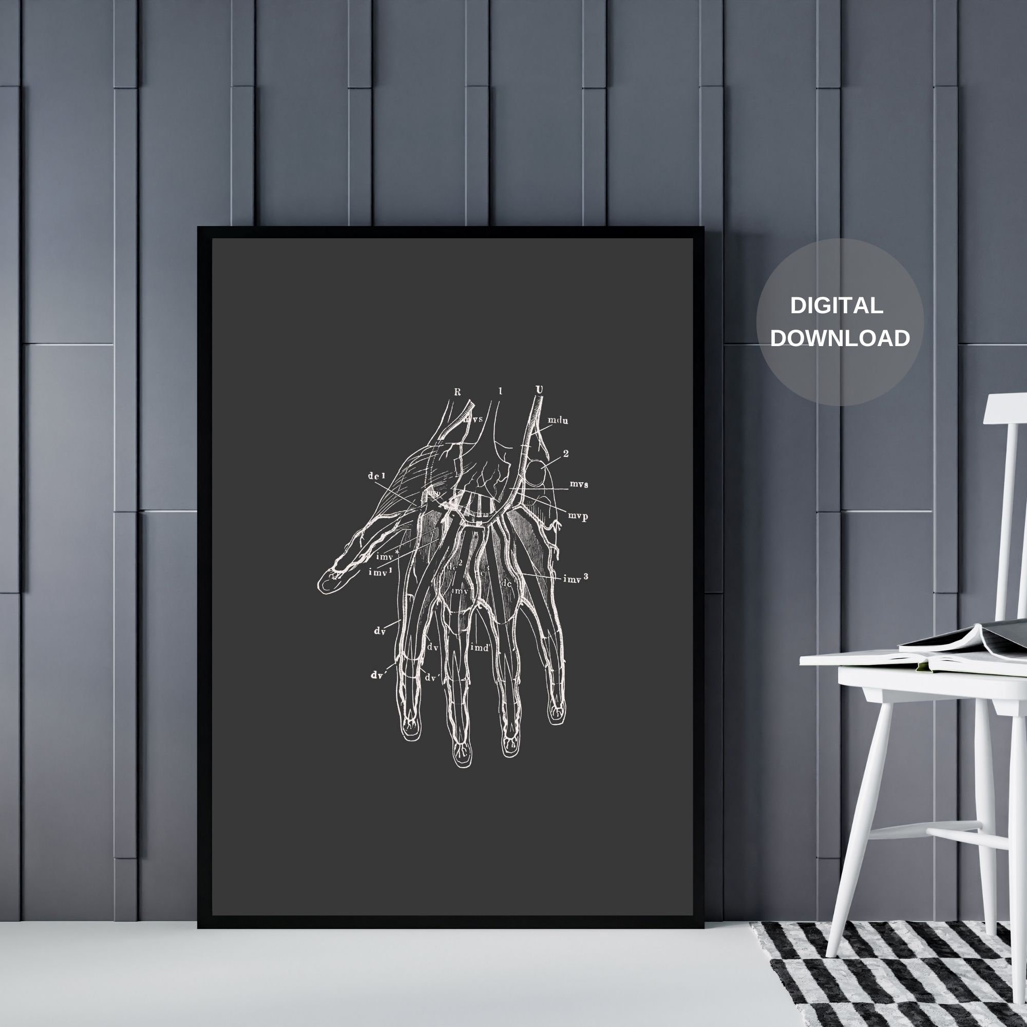 Human Anatomy Print, Hand Print, Printable Wall Art, Vintage Anatomy ...