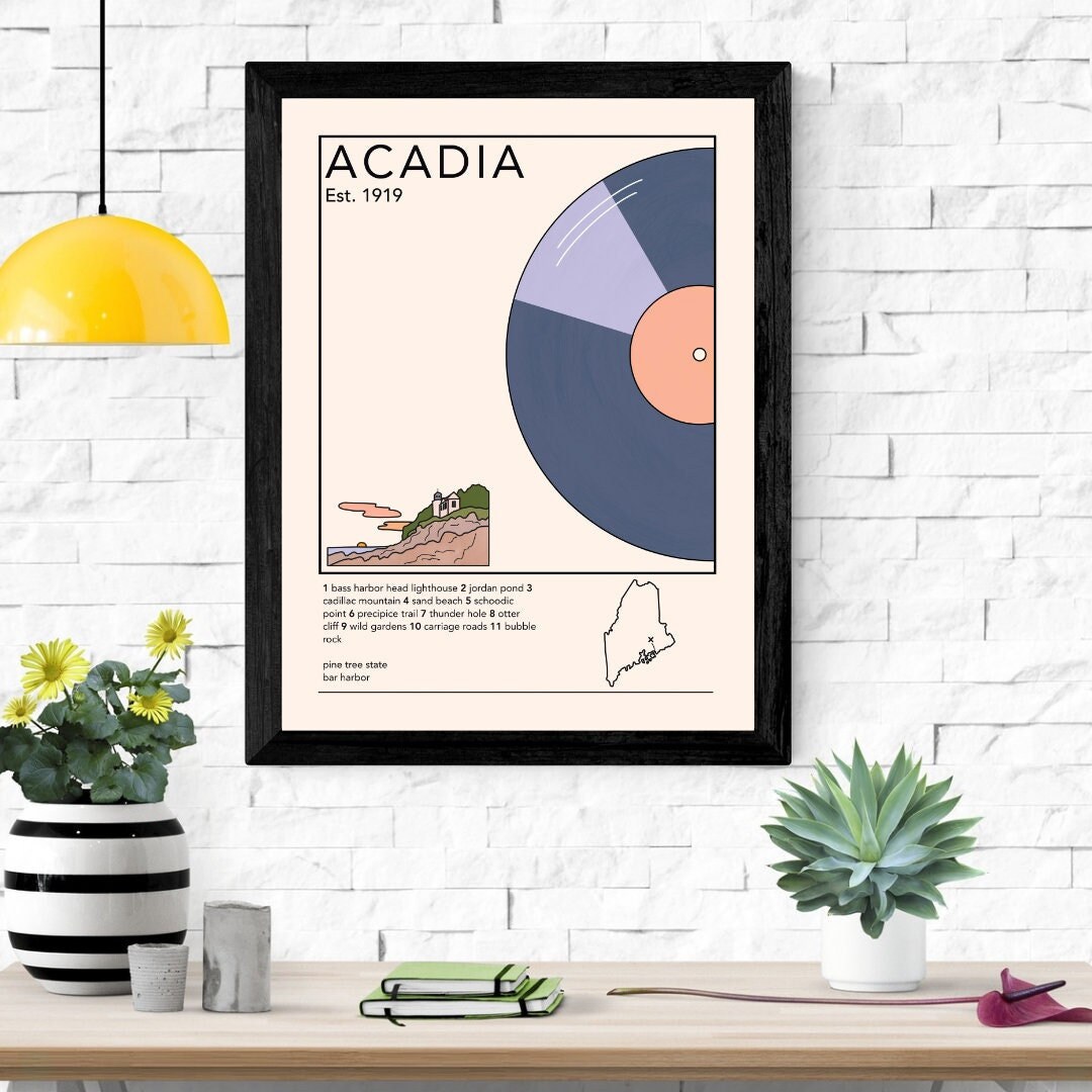 National Park Poster Digital Download, Acadia National Park, Minimalist ...