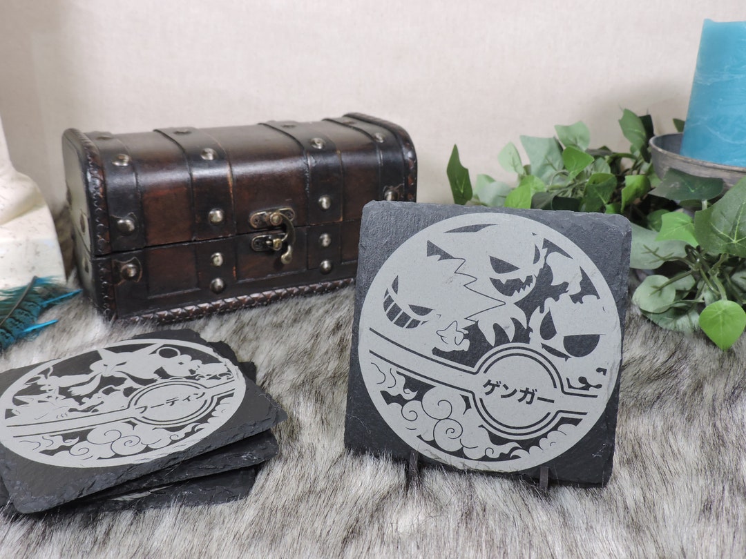 Pokemon Coaster Set | Black Slate Coaster - Etsy