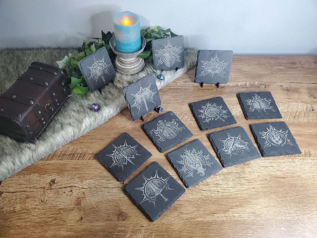 Baldur's Gate 3 Coasters | Engraved Black Slate, DND Theme - Etsy
