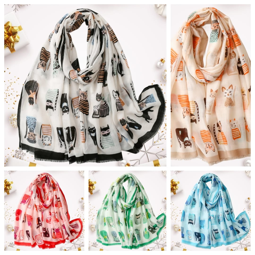 Silk Cat Scarf, Soft Animal Pashmina Scarf, Non Scratch Scarf, Gift for ...