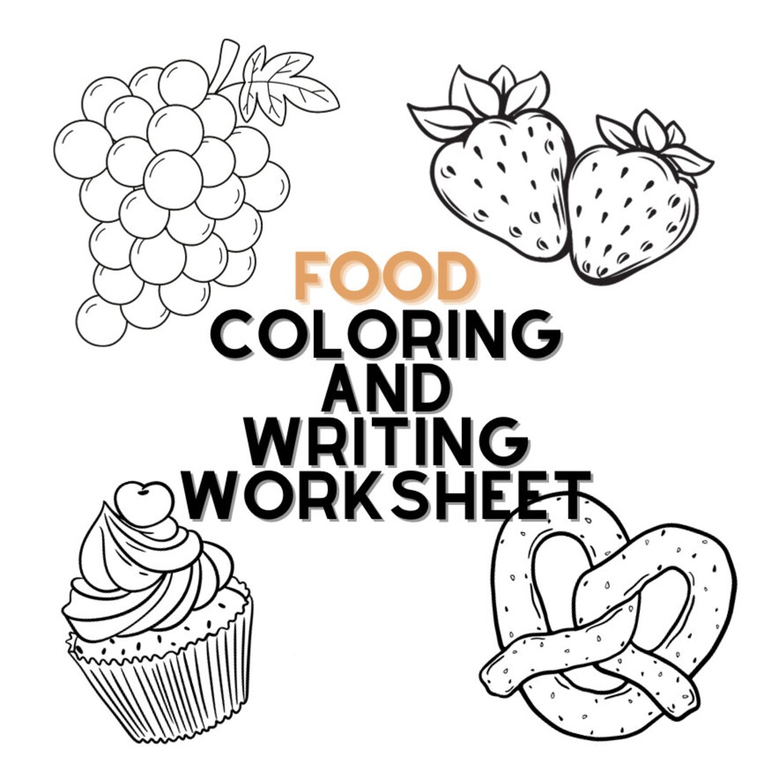 100 PRINTABLE Food Writing Worksheet Coloring Page Kids Children School ...