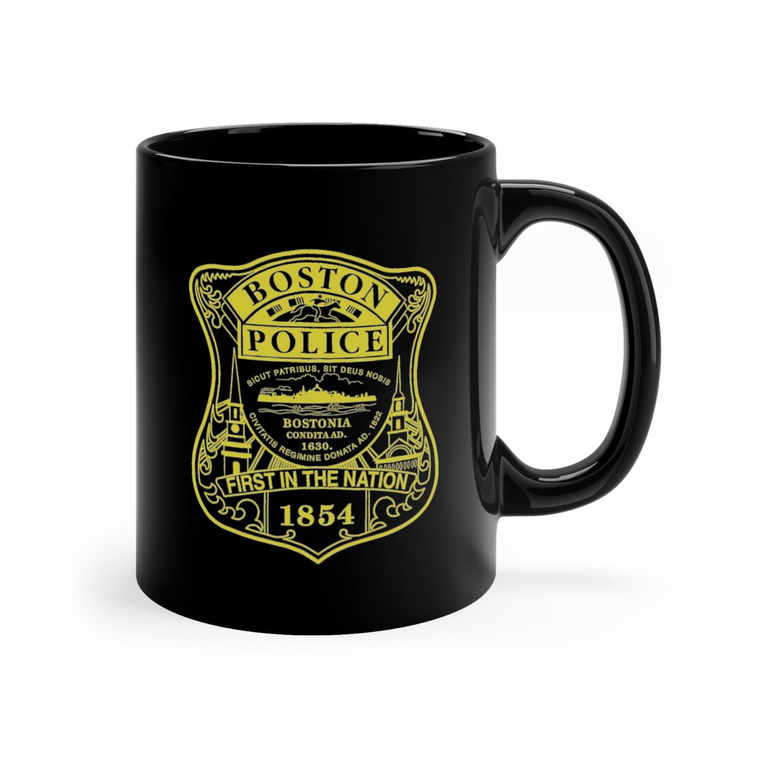 Boston Police Department 11oz Black Coffee Mug Massachusetts MA Roxbury ...