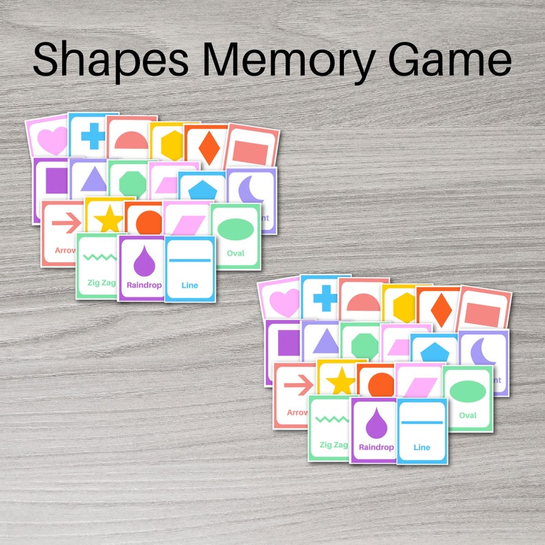 Toddler Shape Memory Game, Preschool Shape Matching, Printable Game ...