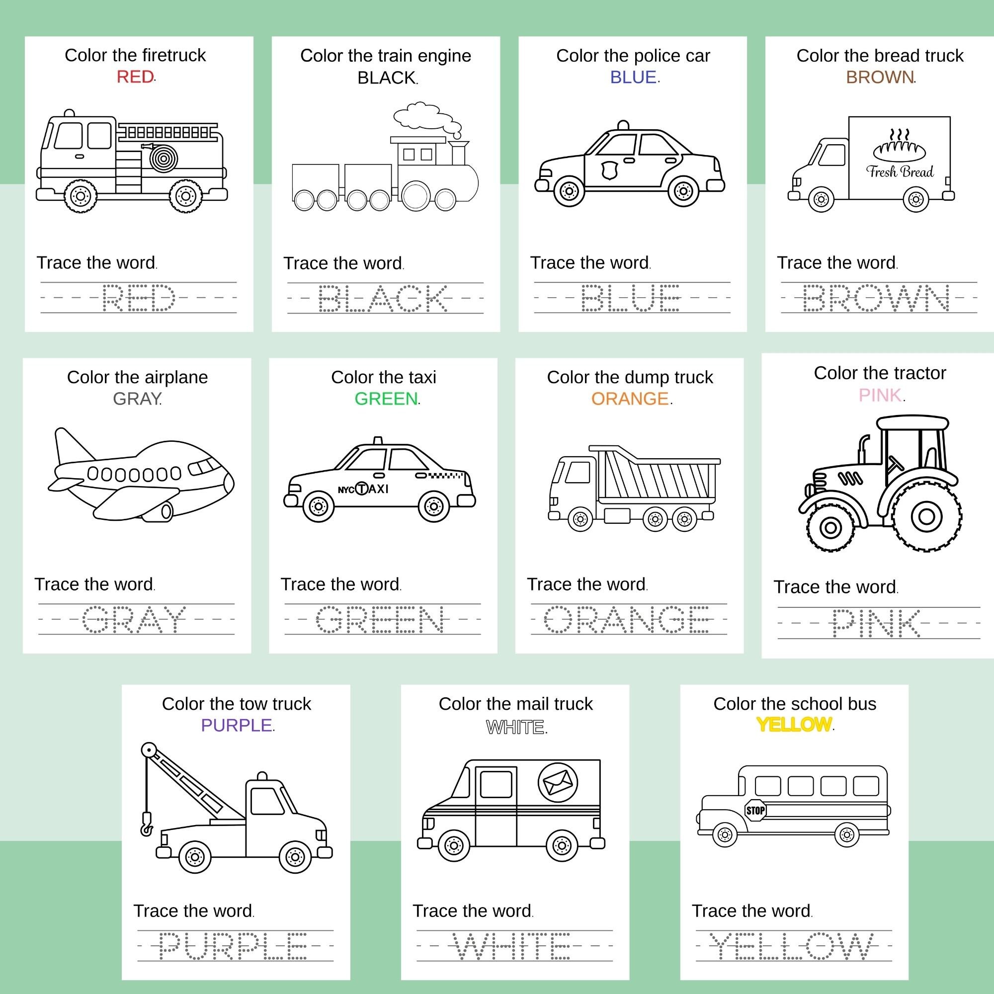 Vehicle Coloring Pages, Transportation Coloring Sheets, Cars and Trucks ...