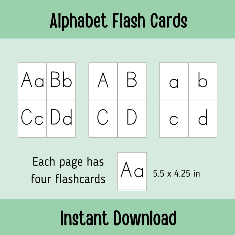Minimalist Alphabet Flashcard Bundle, Three Sets, Use at Home ...