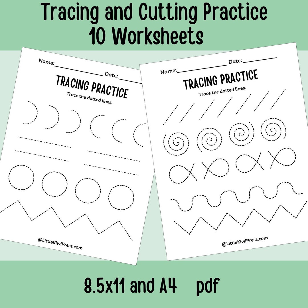 Tracing and Cutting Practice: Handwriting Worksheets (PDF) - Etsy