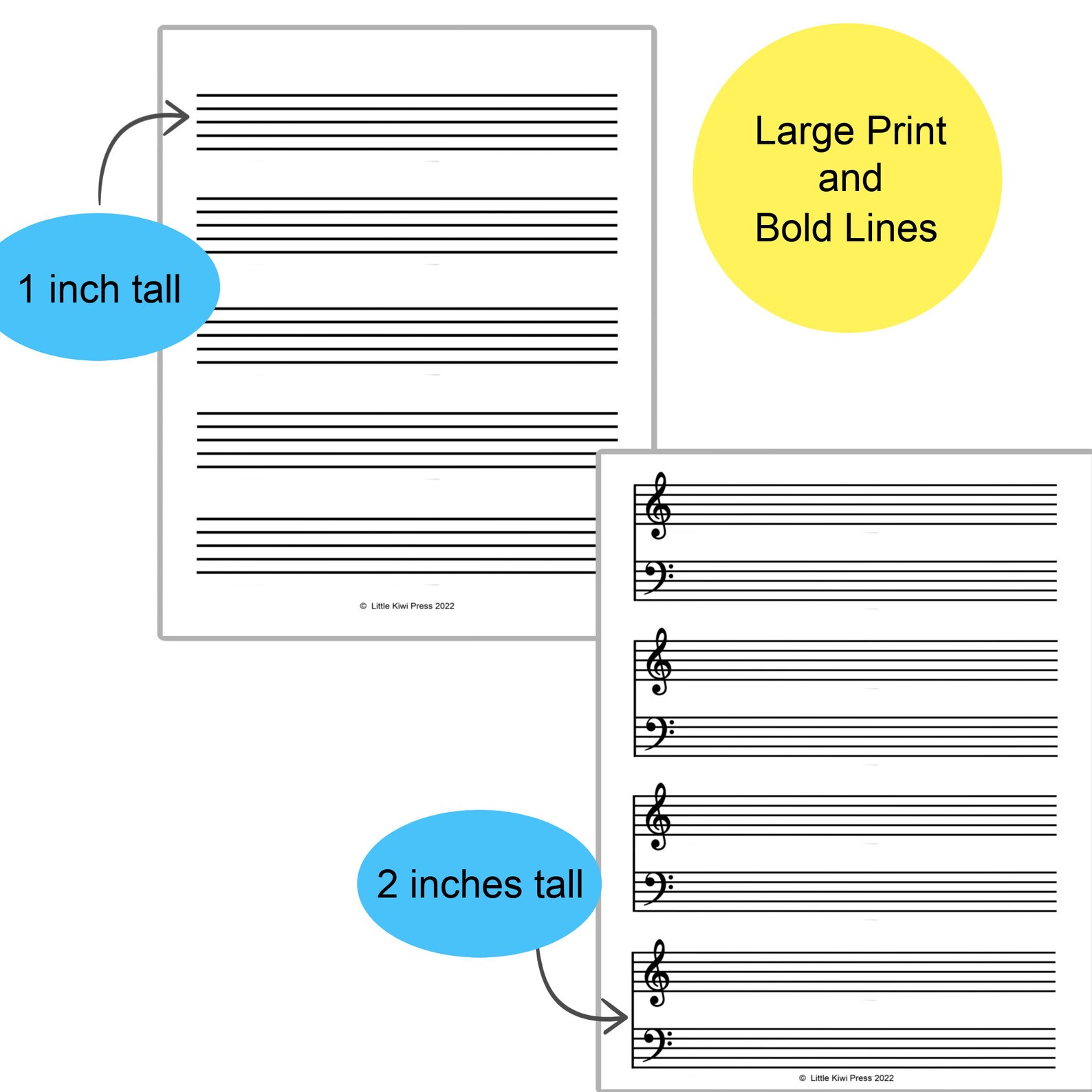 Printable Music Staff Paper for Kids: Treble & Bass Clef (PDF, PNG) - Etsy