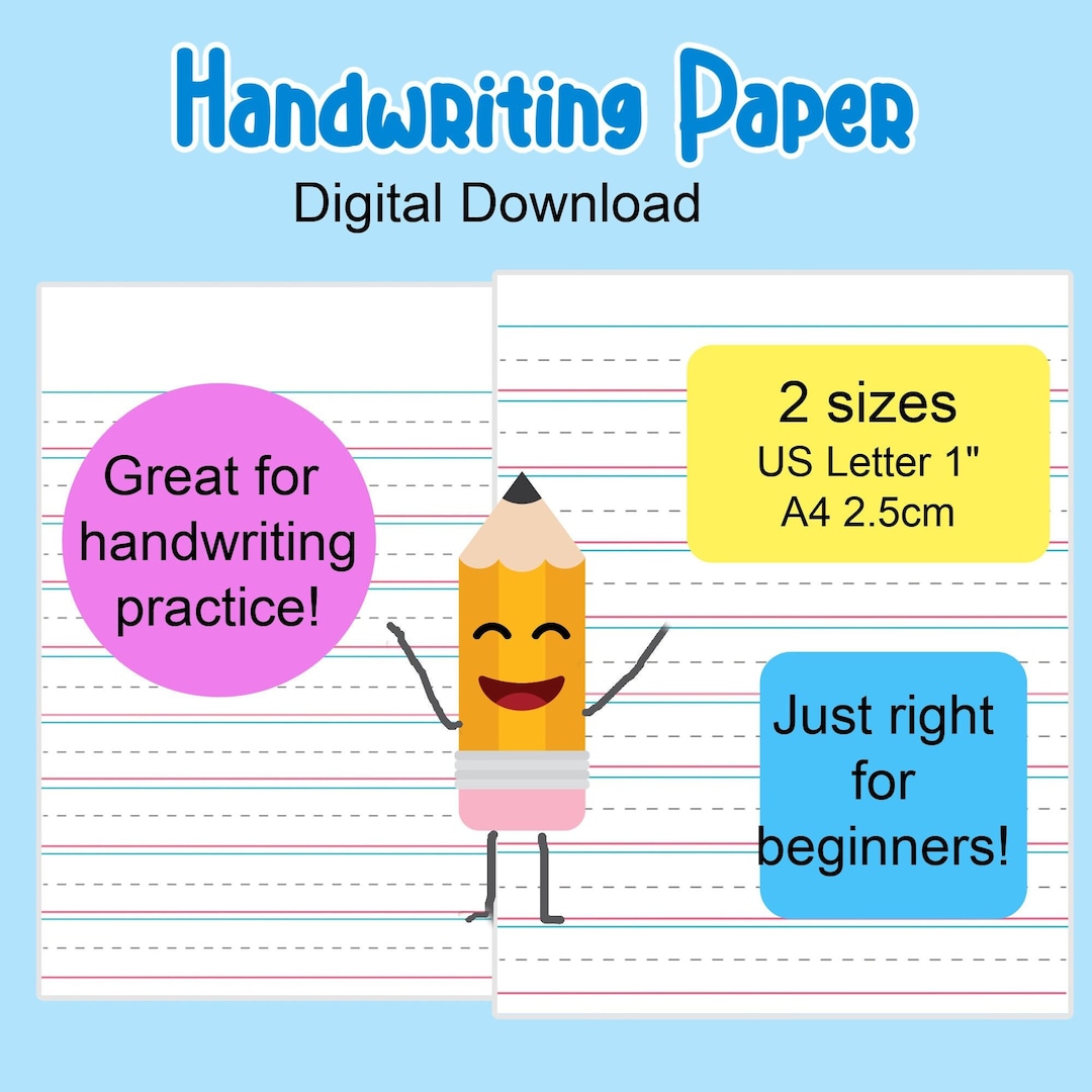 Printable Handwriting Paper, Printable Blue and Red Lined Handwriting ...
