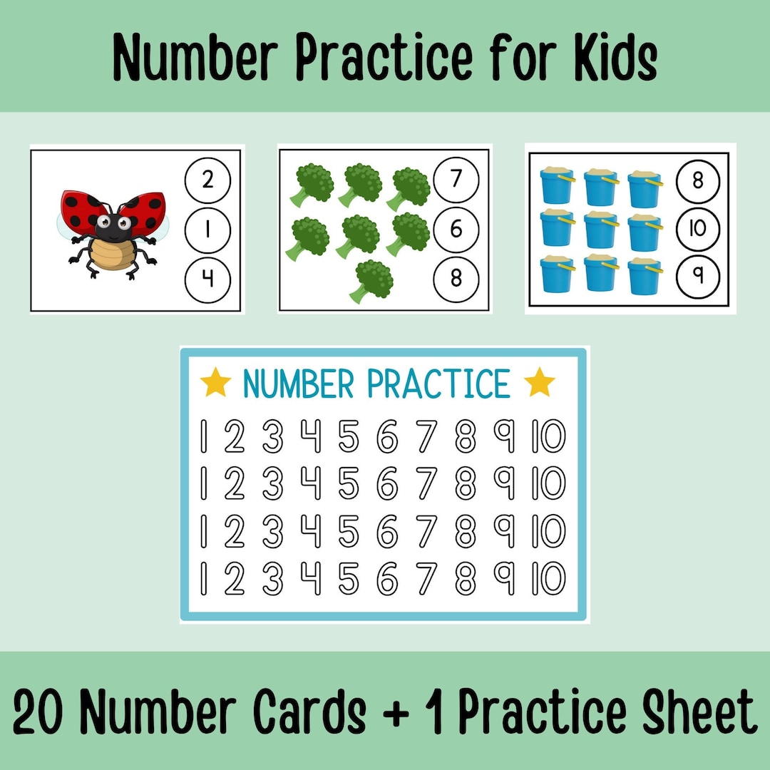Counting to 10 Cards: Number Tracing Worksheet (digital Download) - Etsy