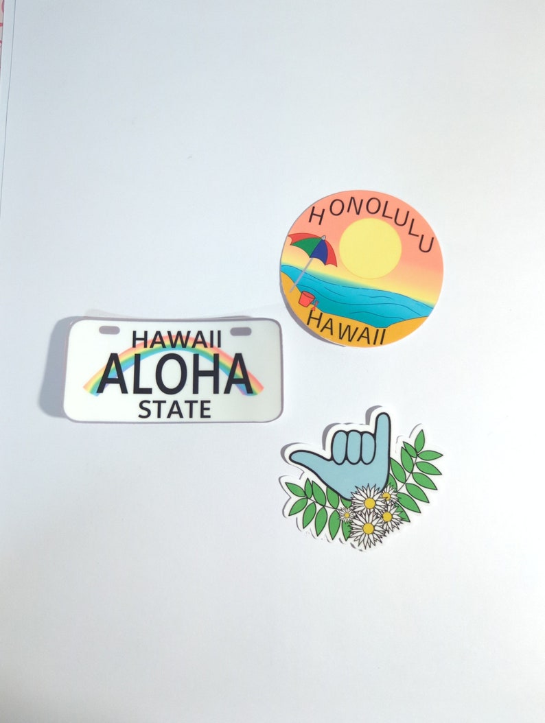 Hawaii Sticker Set 3 Die-cut Stickers for Water Bottles, Walls, Binders ...
