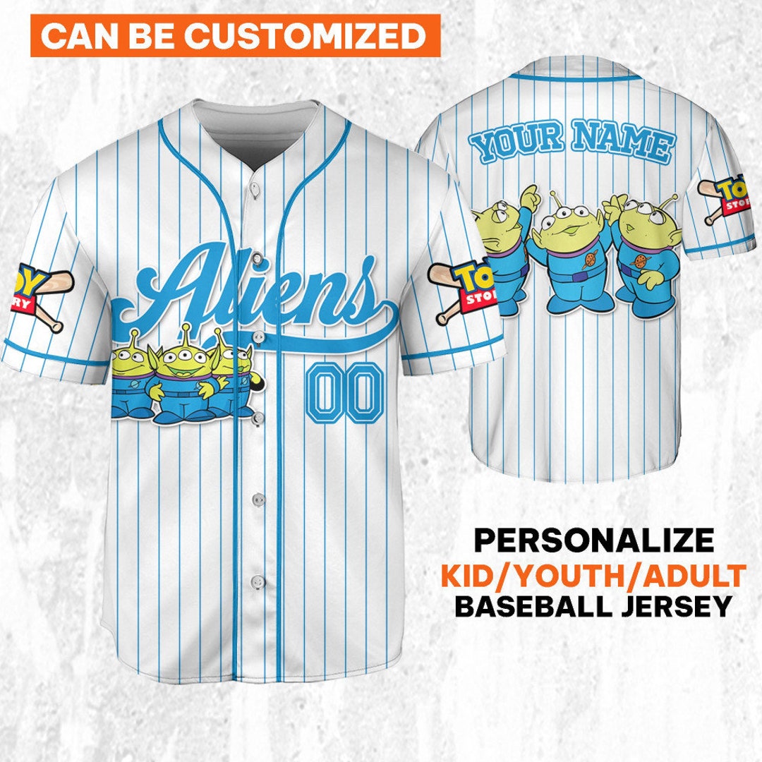 Custom Disney Toy Story Aliens Baseball Jersey, Disney Baseball Team ...