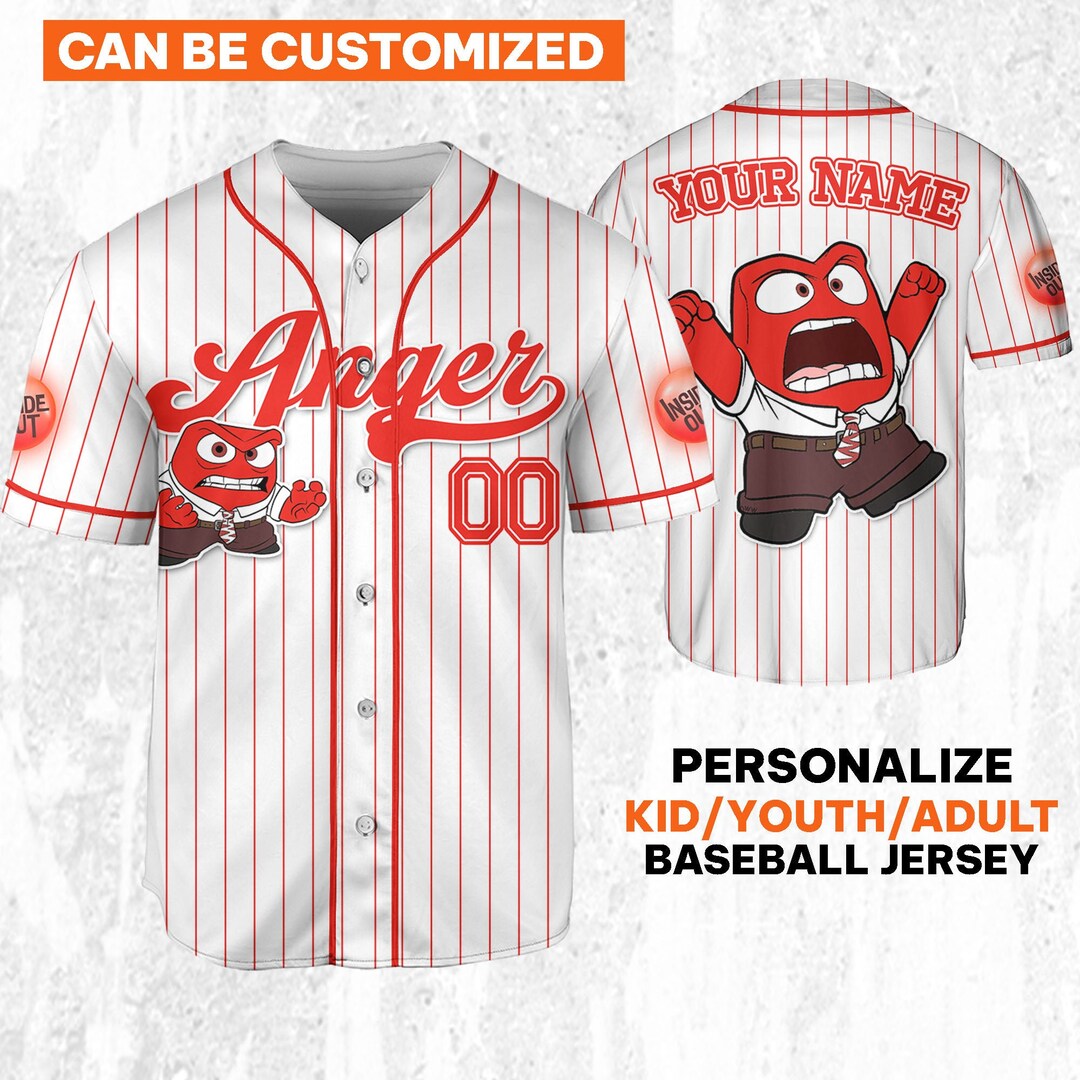 Custom Disney Inside Out Anger Simple Baseball Jersey, Disney Baseball ...