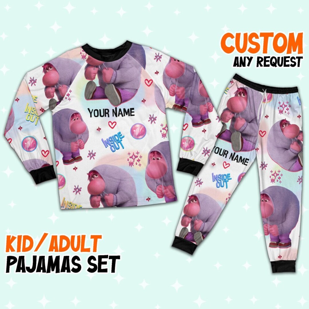 Custom Disney Inside Out Embarrassment Pink Color Pajamas Set, Cartoon ...