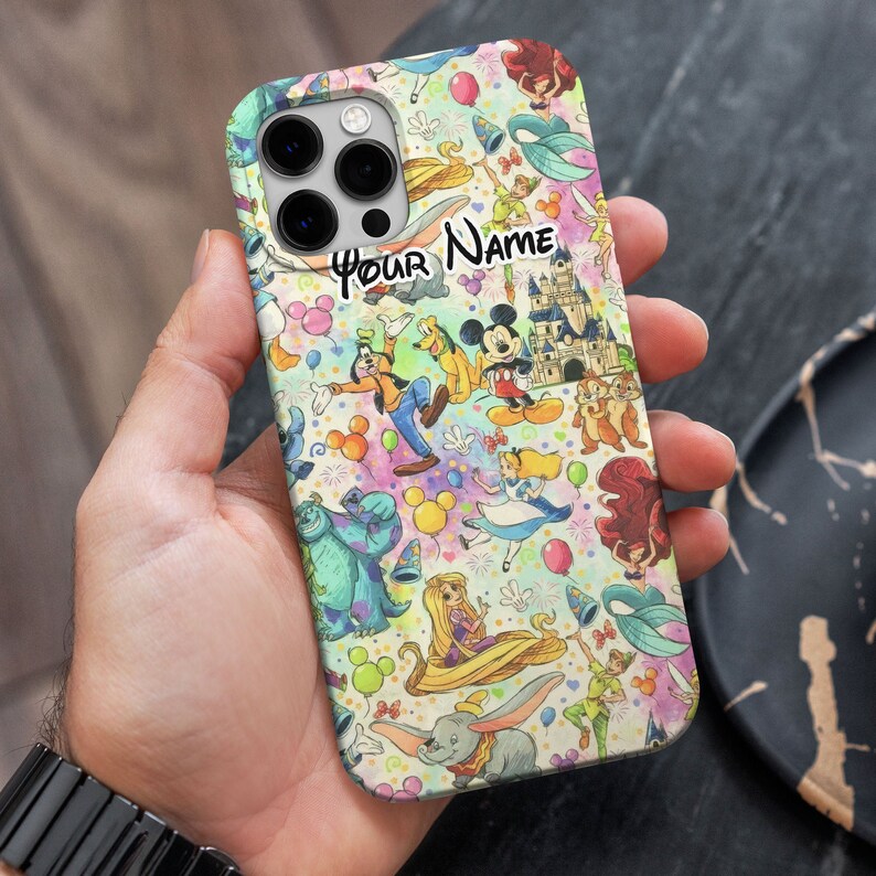 Custom Disney Famous Characters Colorful Team Phonecase, Personalied ...