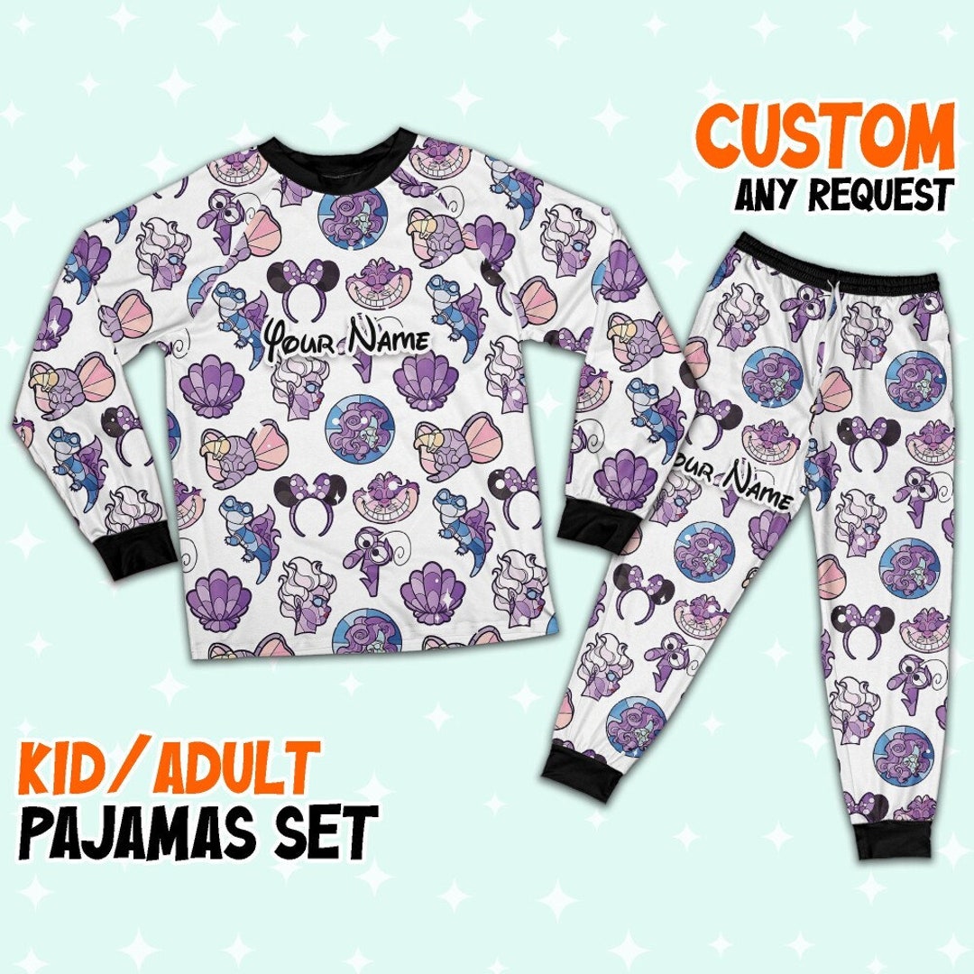 Custom Disney Magic Characters Purple Team Pajamas, Custom Kid Youth ...