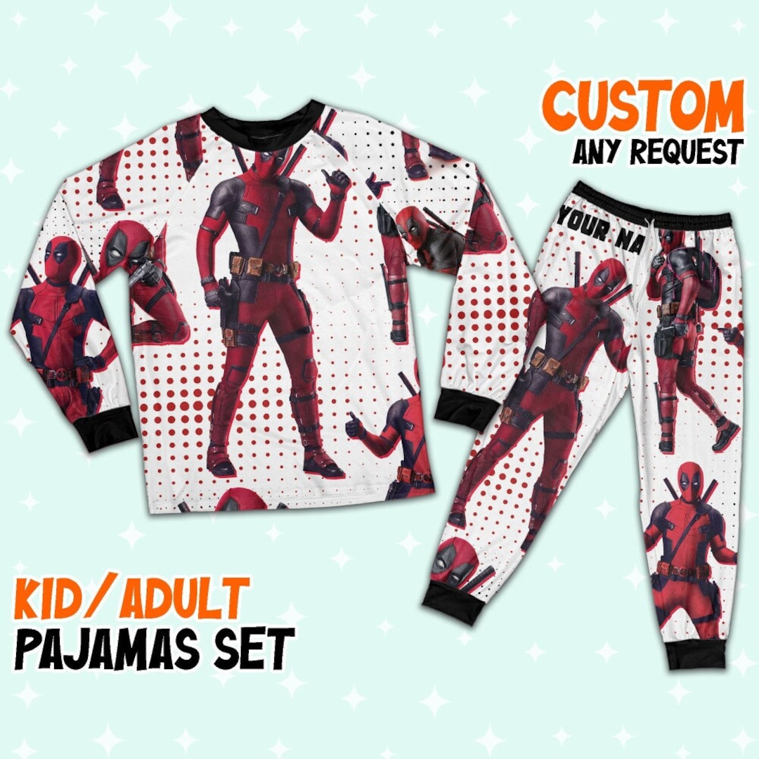 Custom Disney Deadpool and Wolverine Deadpool Colorful Pajamas, Disney ...
