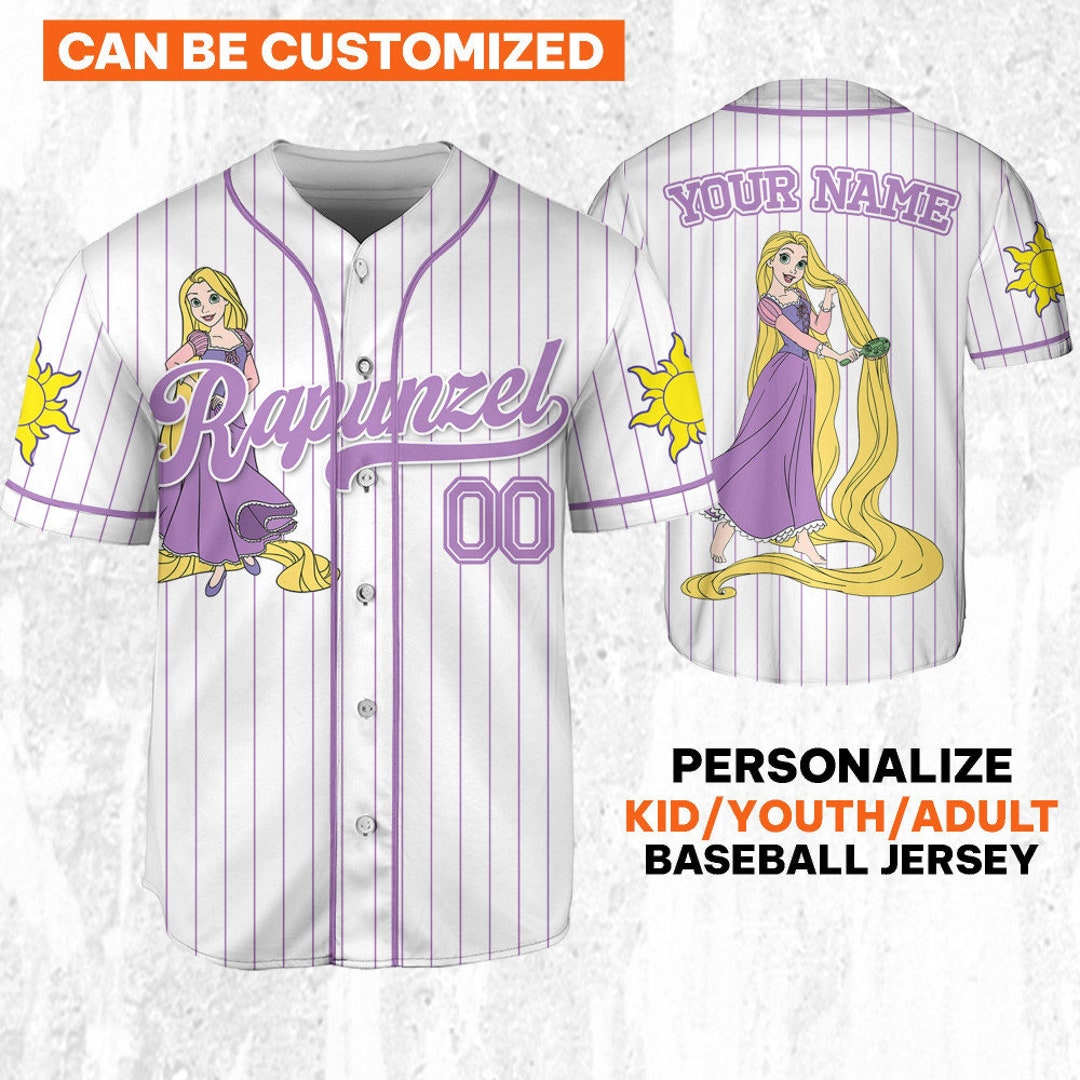 Custom Disney Princess Rapunzel Tangled Jersey, Disney Baseball Jersey ...
