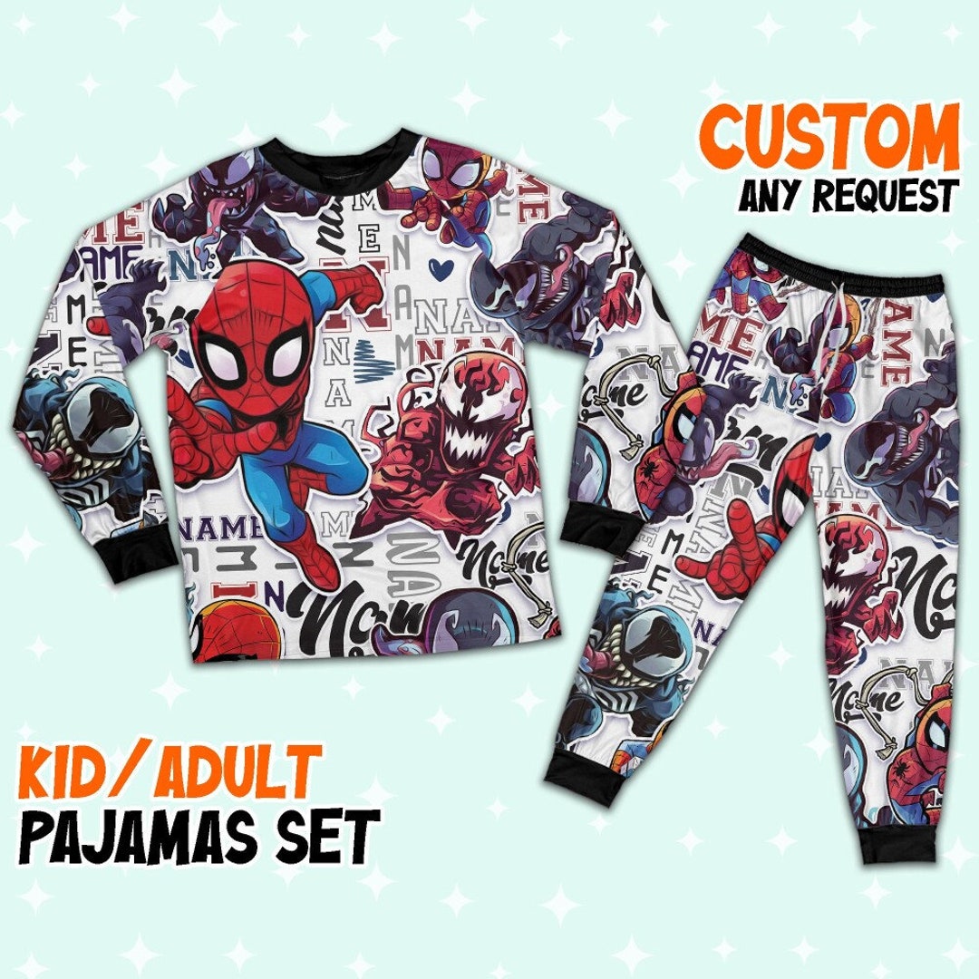 Personalized Name Spidey Man Friends Vs Venom Comic Pajamas, Spiderman ...