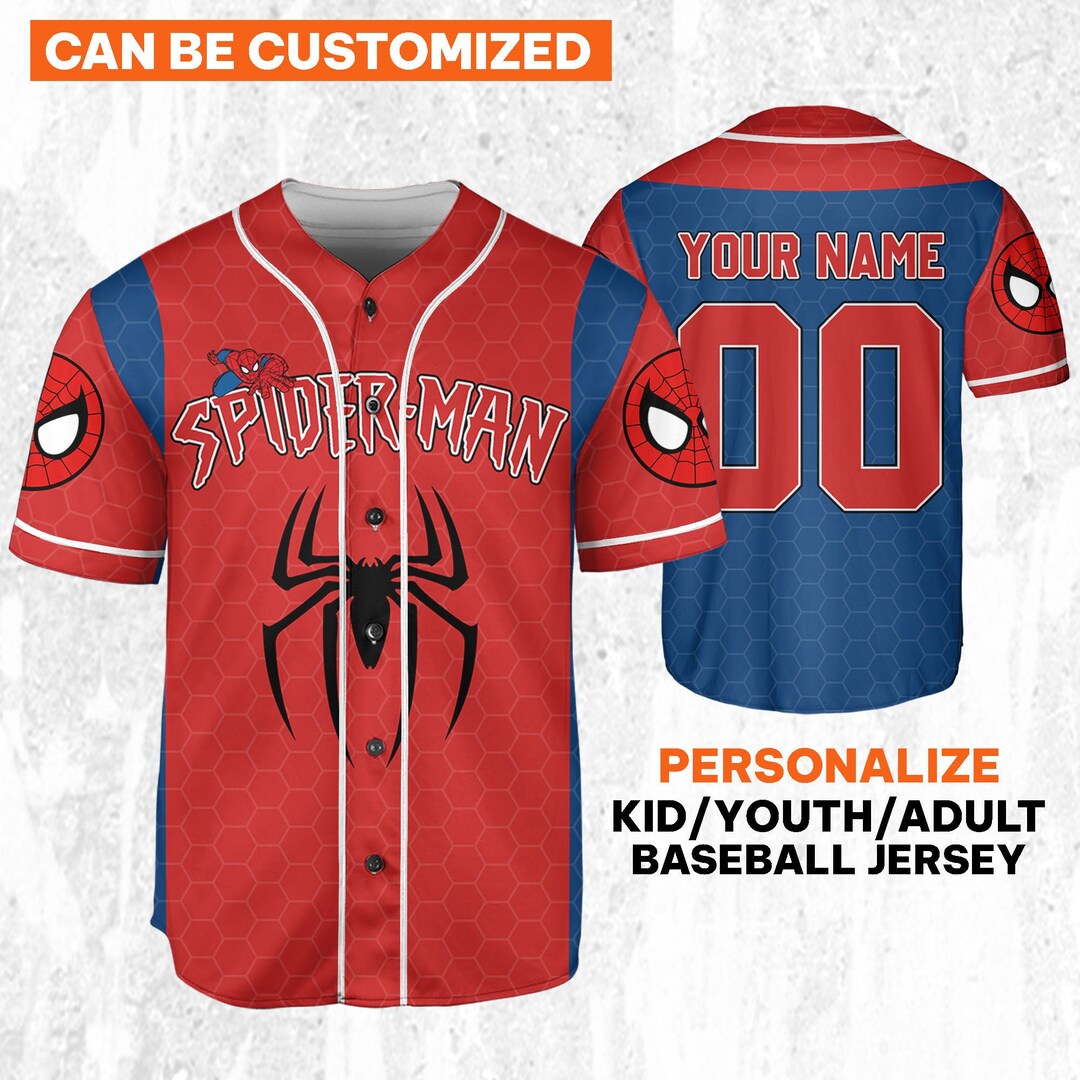 Personalize Disney Spider Man Blue and Red Jersey, Superhero Jersey ...