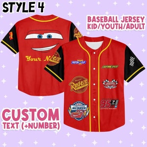 Custom Cars Lightning Mcqueen Baseball Jersey Team Jersey Collection ...