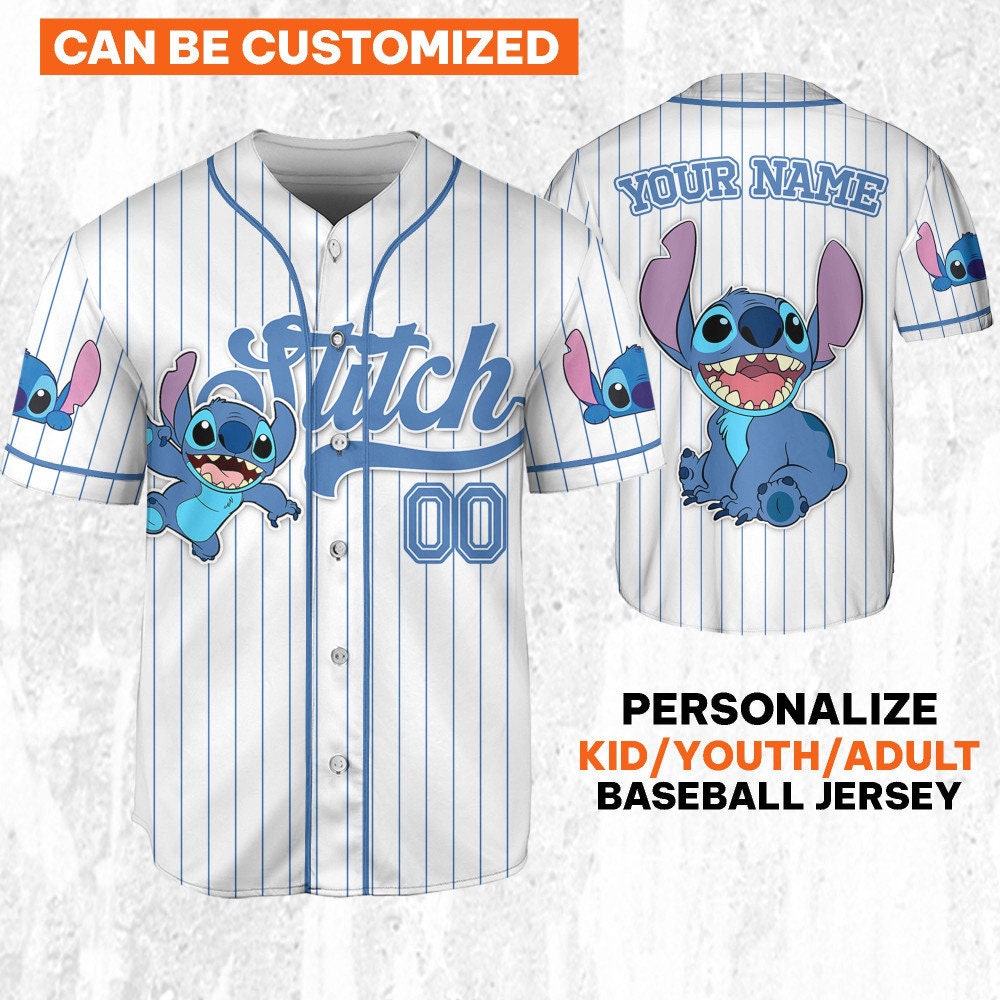 Custom Disney Lilo and Stitch Stitch Baseball Jersey, Gift for Kids ...