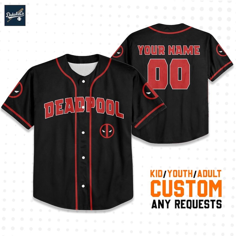 Personalize Deadpool Black Red Jersey, Wolverine and Deadpool Shirt ...