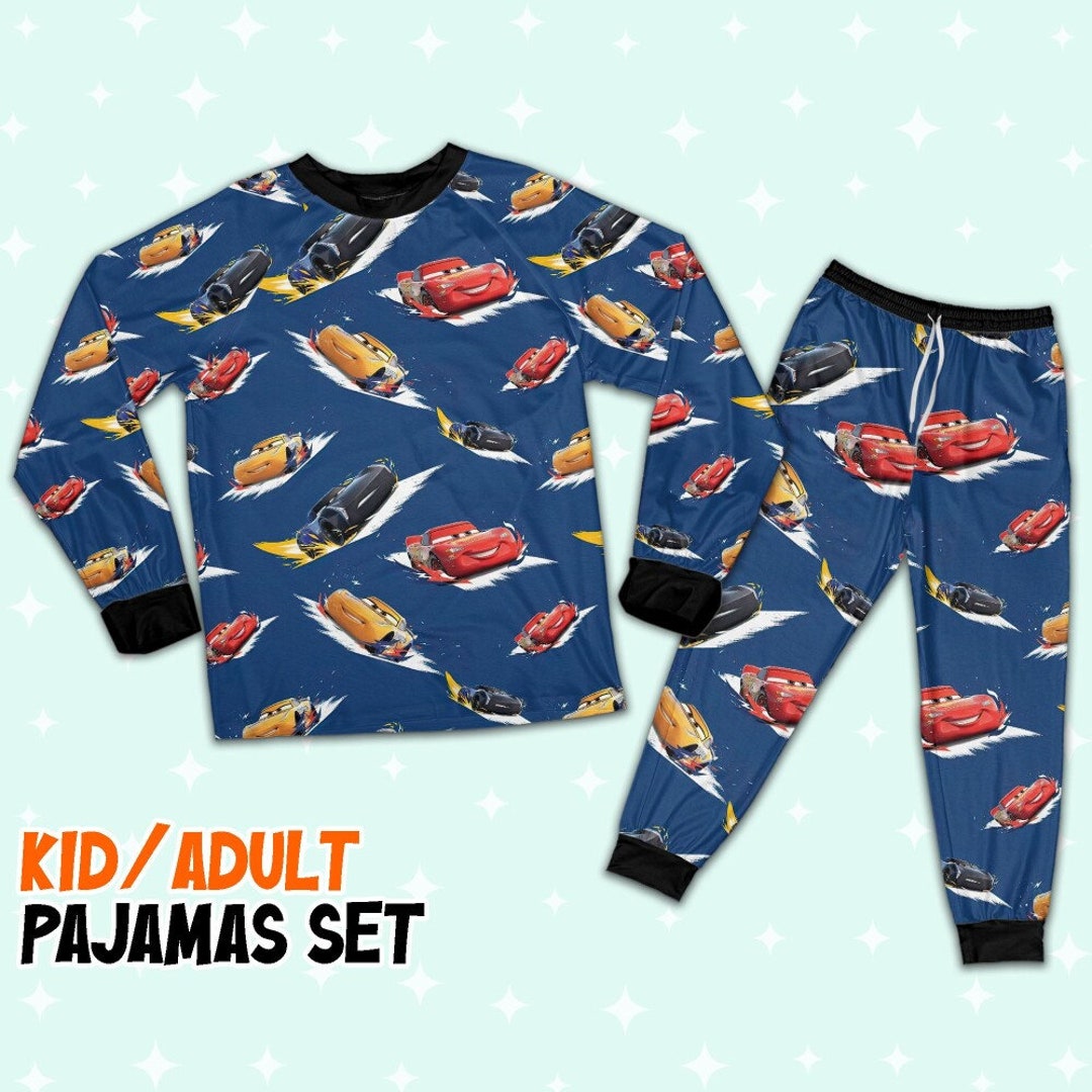 Disney Pixar Cars Lightning Mcqueen Fabric Pattern Pajamas Set, Disney ...