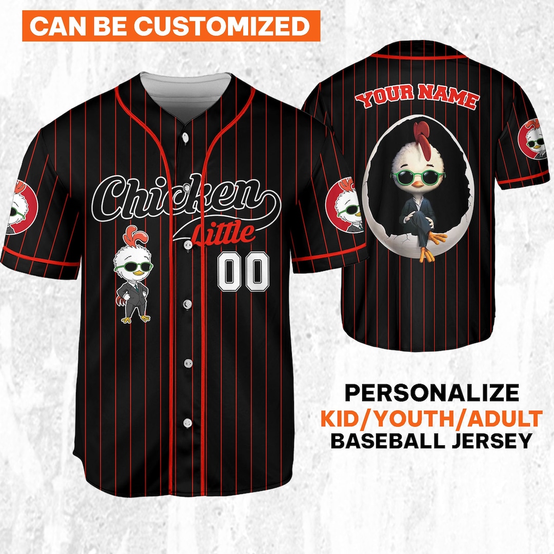 Personalize Chicken Little Jersey Red Black Jersey, Chicken Little Est ...