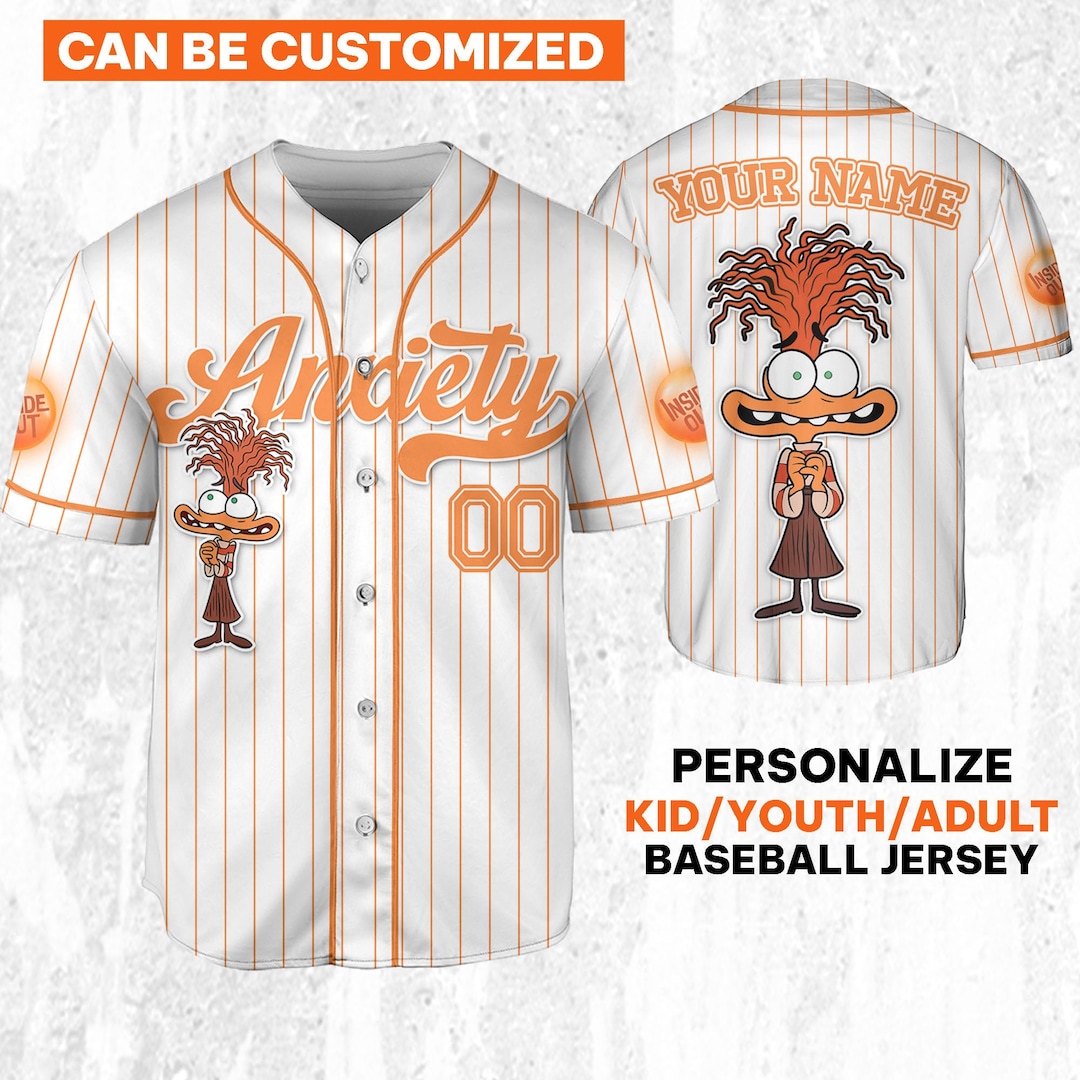 Custom Disney Inside Out Anxiety Simple Baseball Jersey, Disney ...